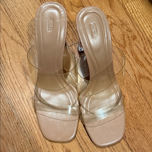 Zara | Shoes | Zara Womens Transparent And Beige Heels | Poshmark